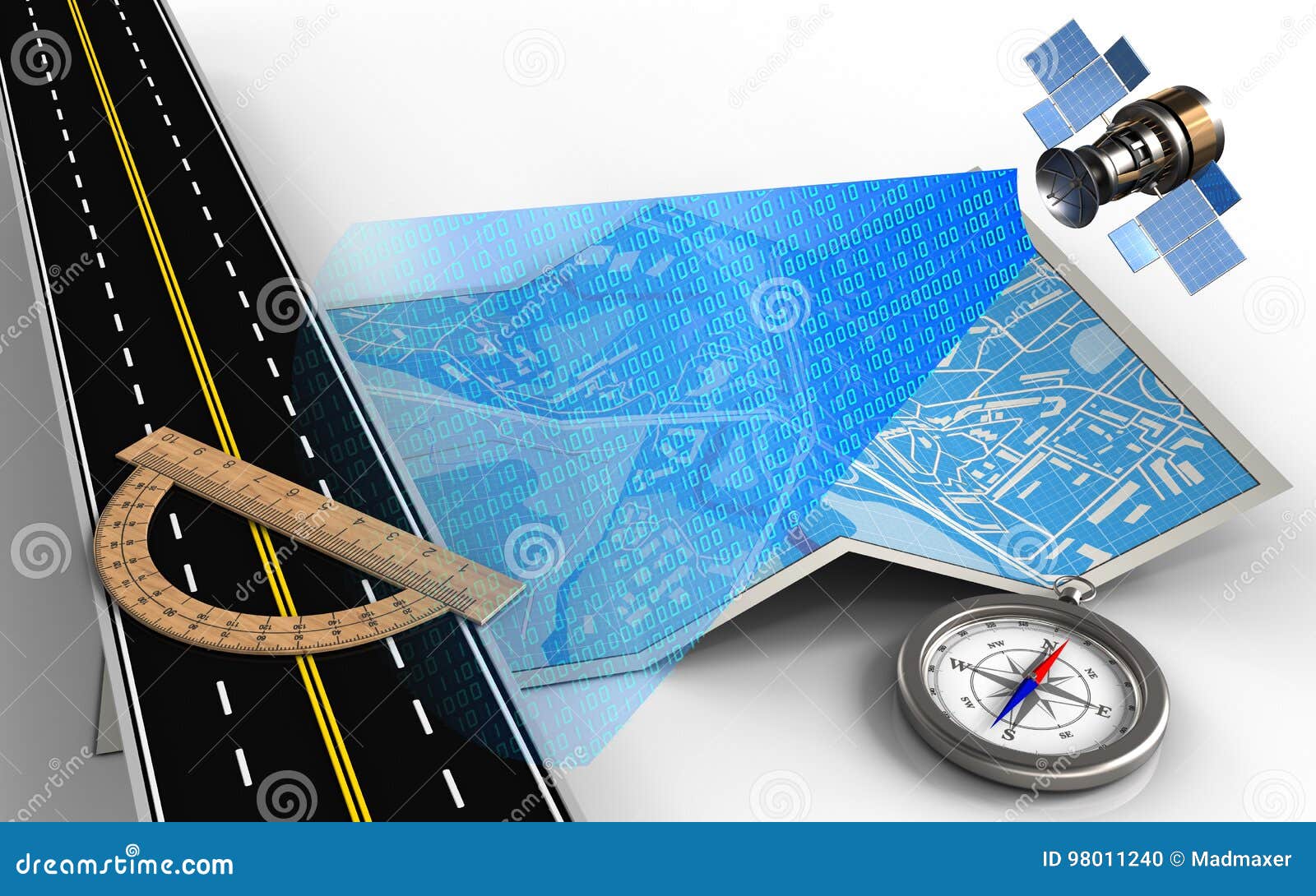 3d asphalt road stock illustration. Illustration of geometry - 98011240