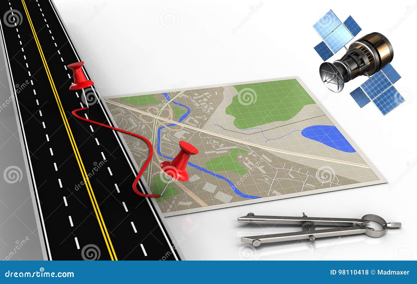3d asphalt road stock illustration. Illustration of global - 98110418