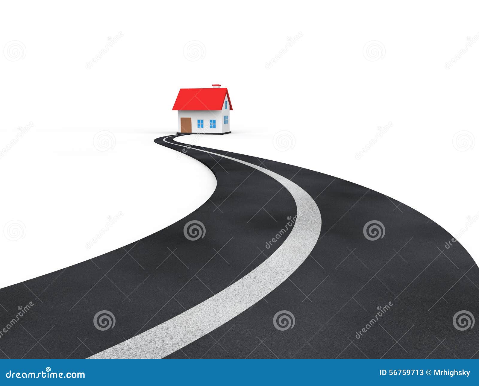 3d Asphalt Road Leading To a House Stock Illustration - Illustration of ...