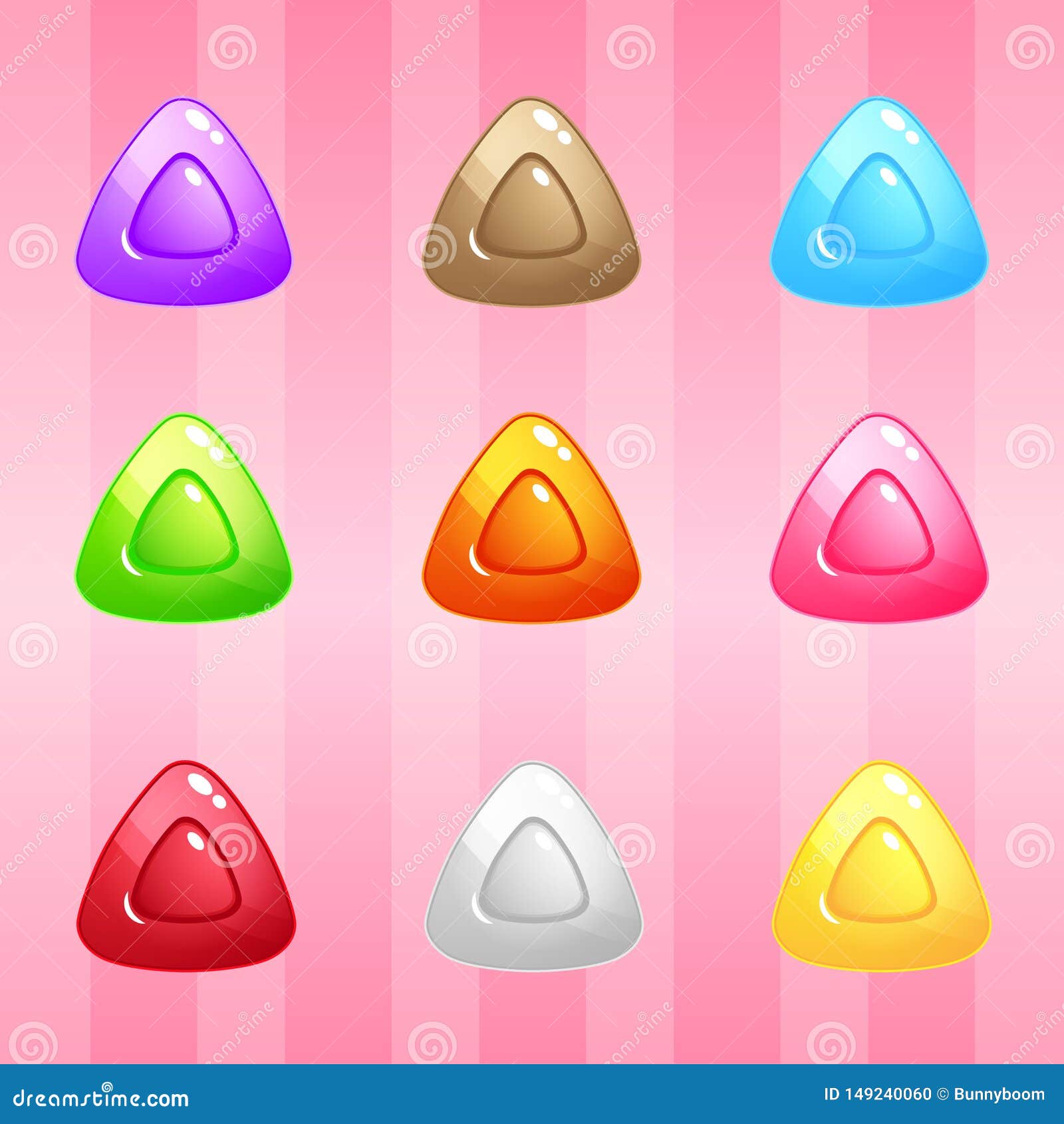 Triangle Candy Block Puzzle Colorful Match 3 Button Glossy Jelly. Stock ...
