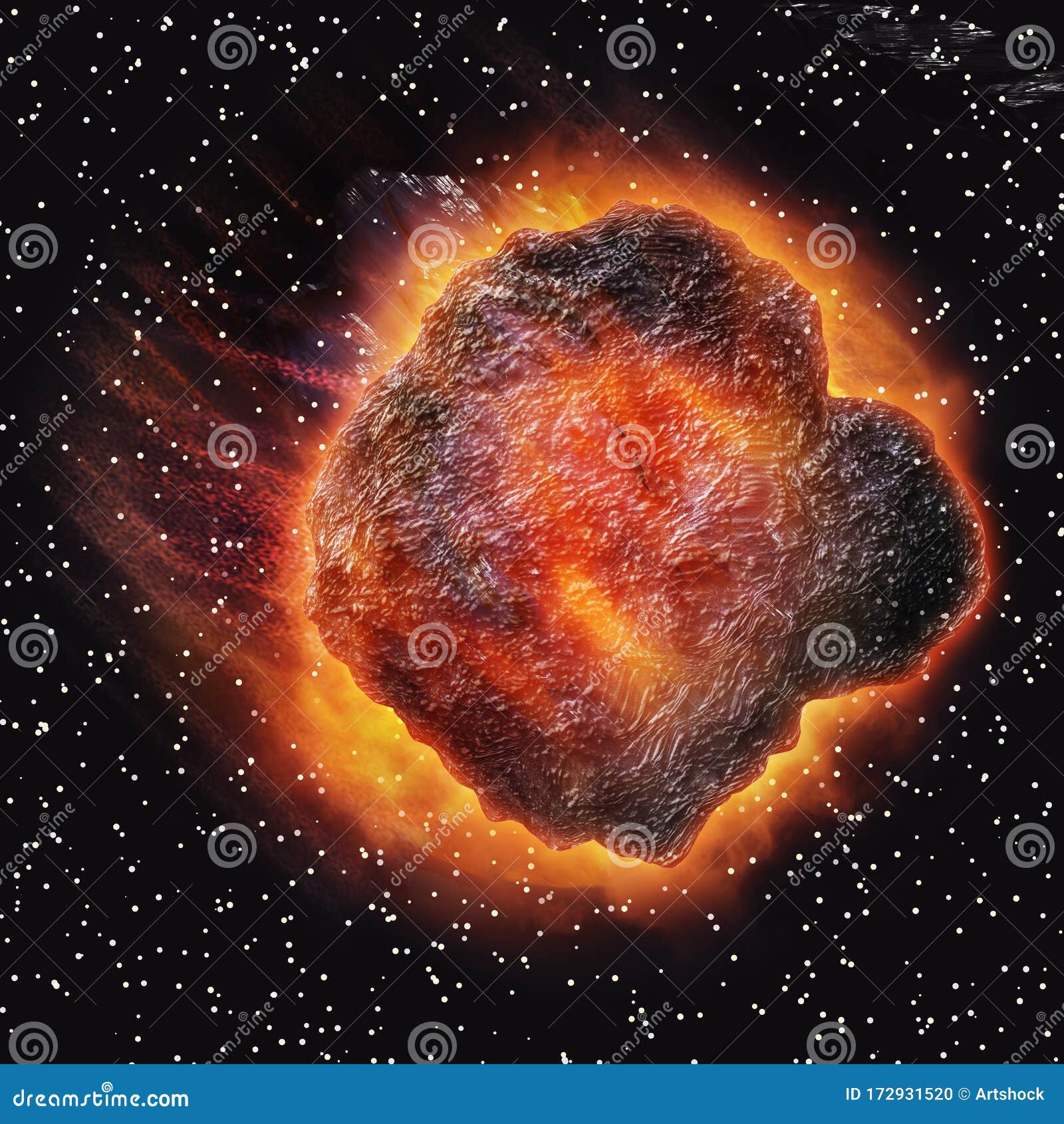 3D Asteroid in the space stock illustration. Illustration of meteorite ...