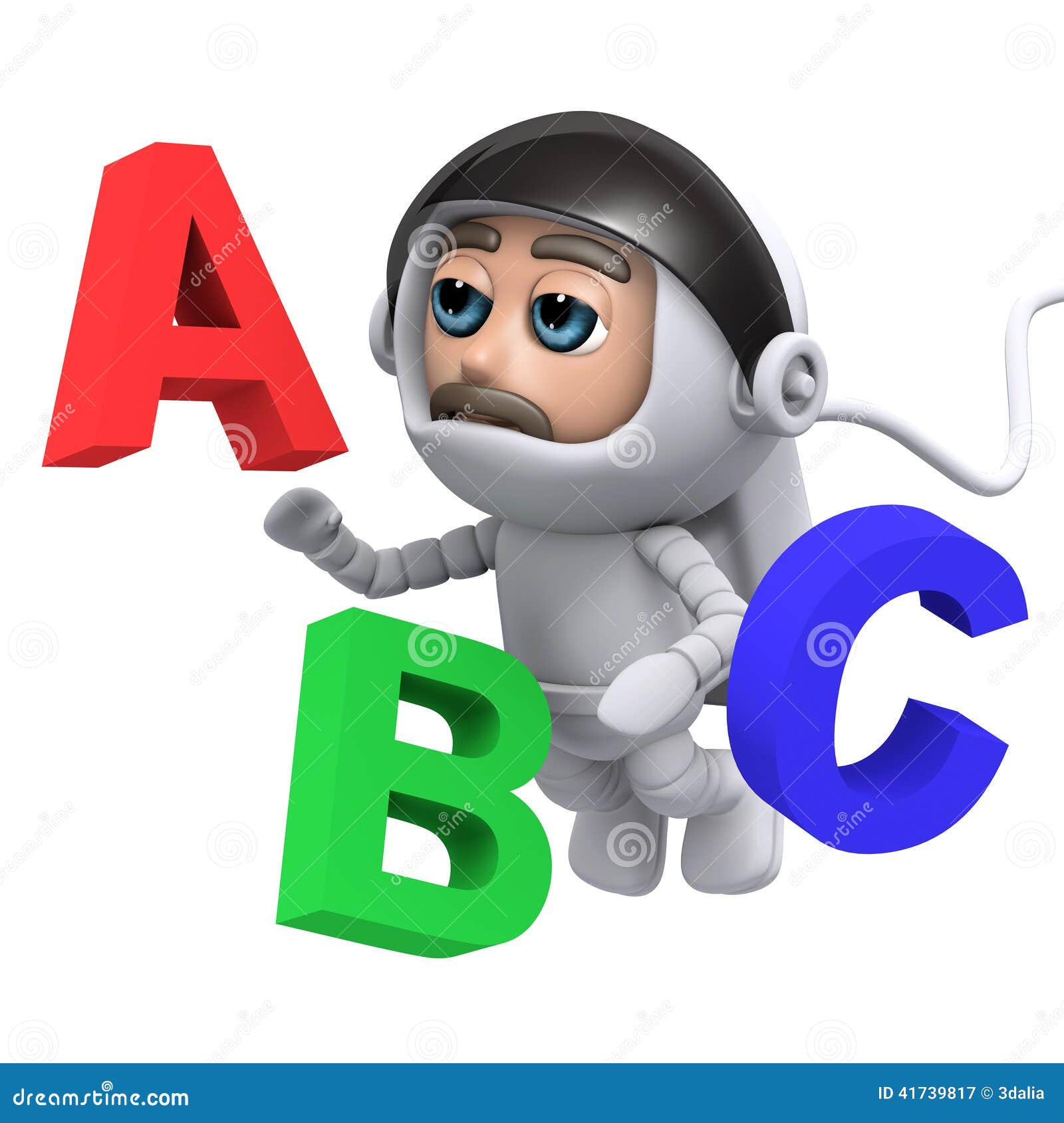 3d Astronaut Floating with Numbers Stock Illustration - Illustration of ...