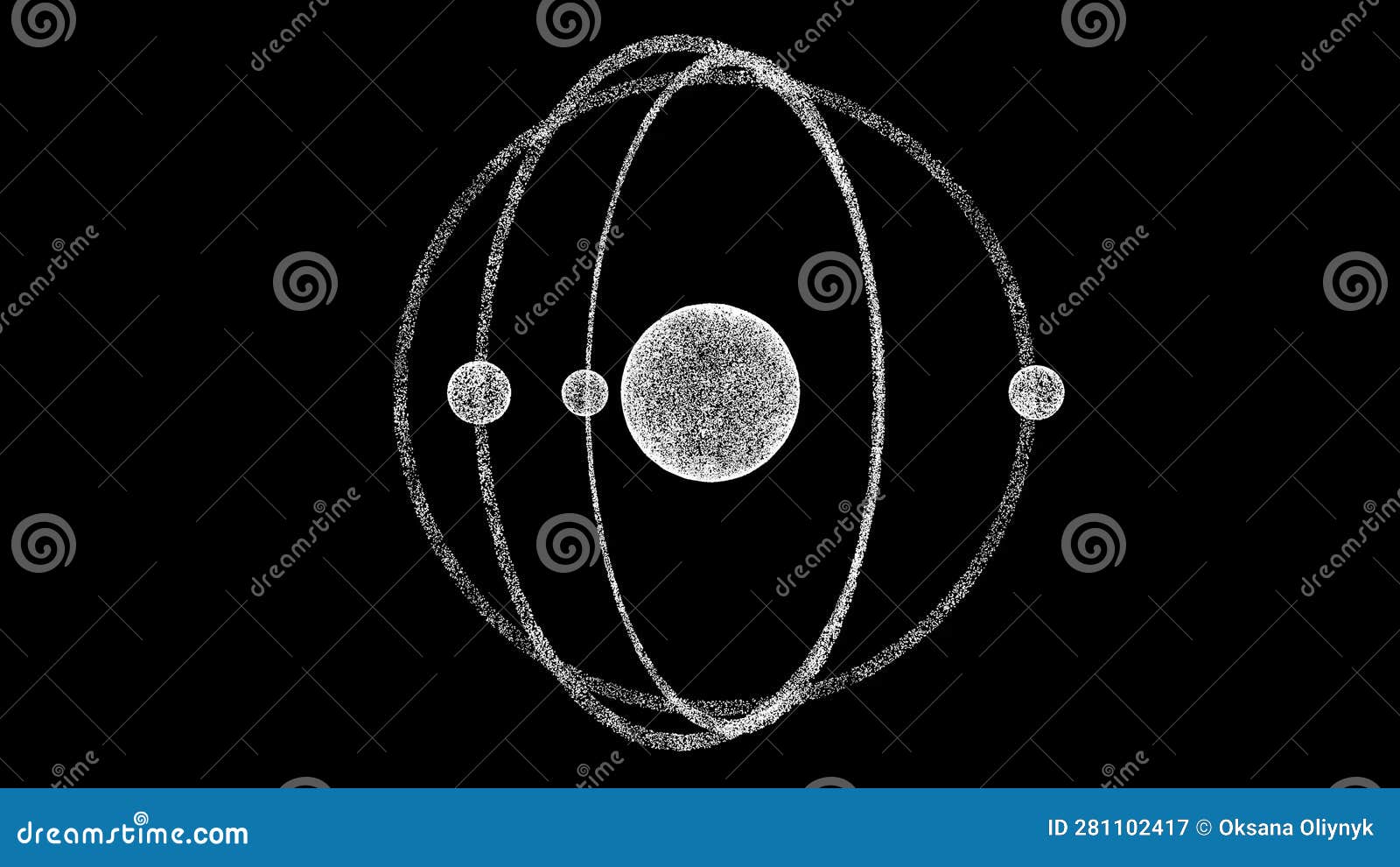 3D Atom Model with a Nucleus and Electrons on Black Bg. Object ...