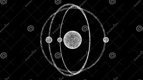 3D Atom Model with a Nucleus and Electrons on Black Bg. Object ...