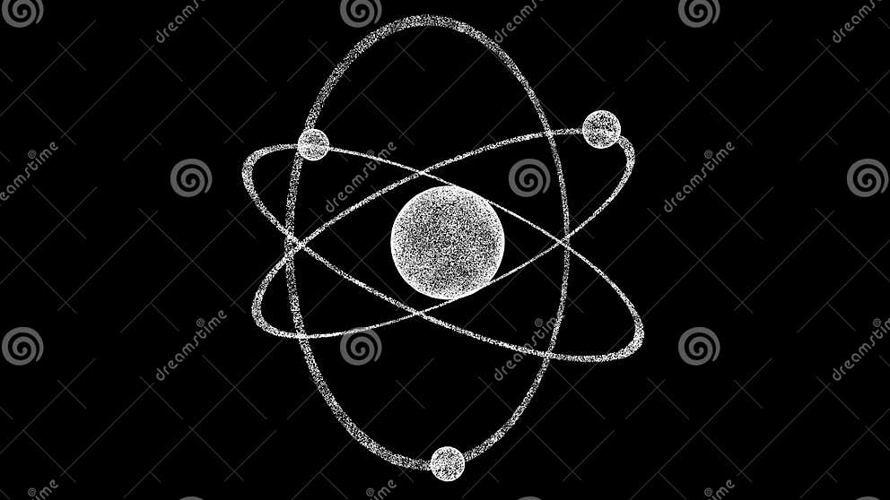 3D Atom Model with a Nucleus and Electrons on Black Bg. Object ...