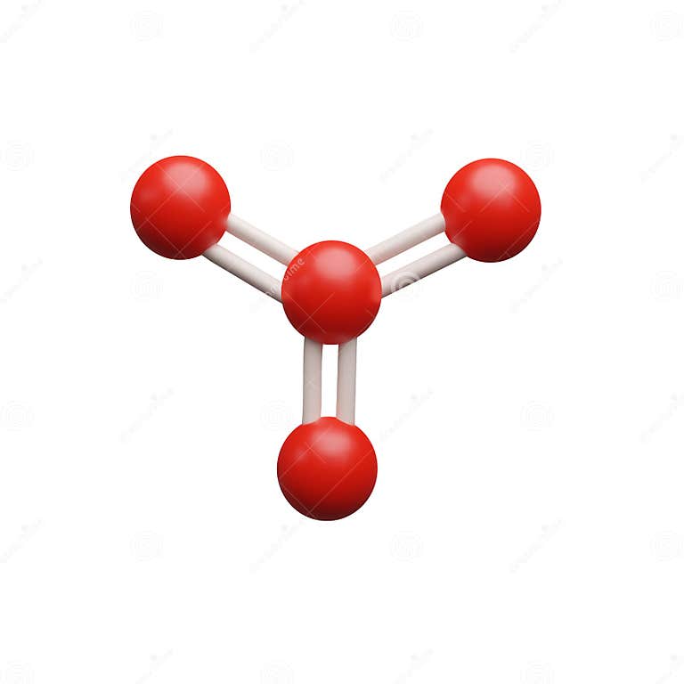 3D Atom Structure of Red Molecule, Vector Render Structural Chemical ...