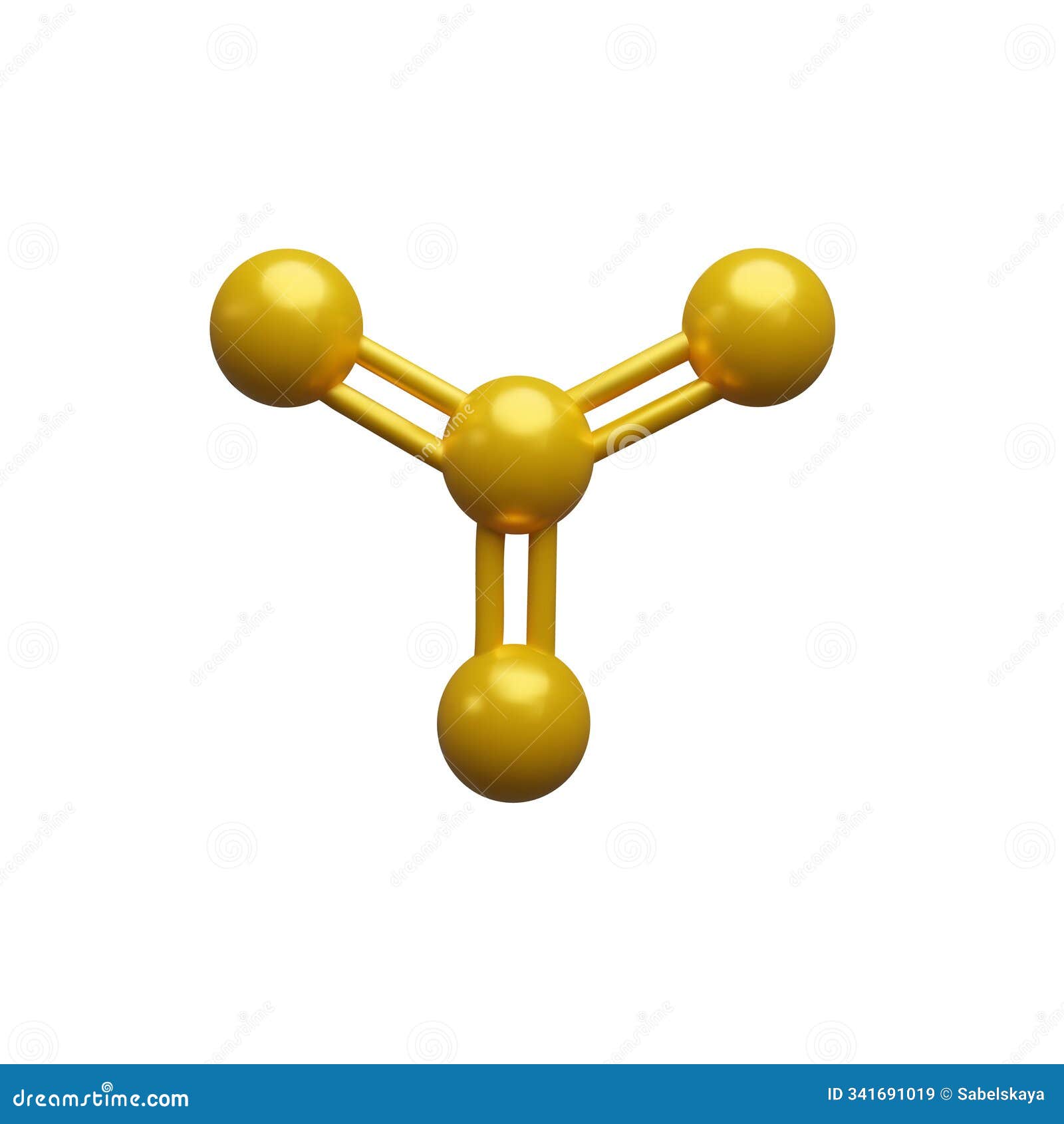 3D Atom Structure of Yellow Molecule, Vector Render Structural Chemical ...