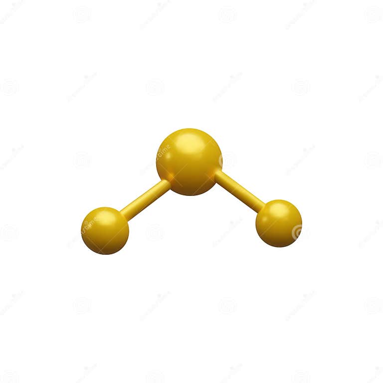 3D Atom Structure of Yellow Molecule, Vector Render Structural Chemical ...
