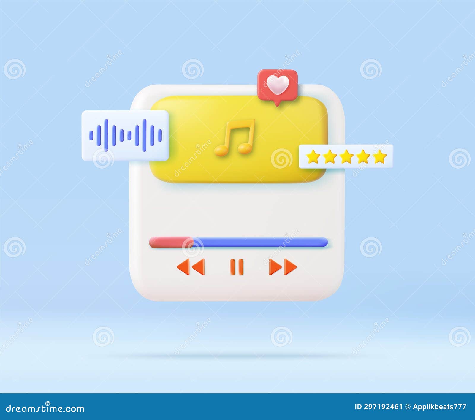 3d Audio Music Player Concept Stock Illustration - Illustration of ...