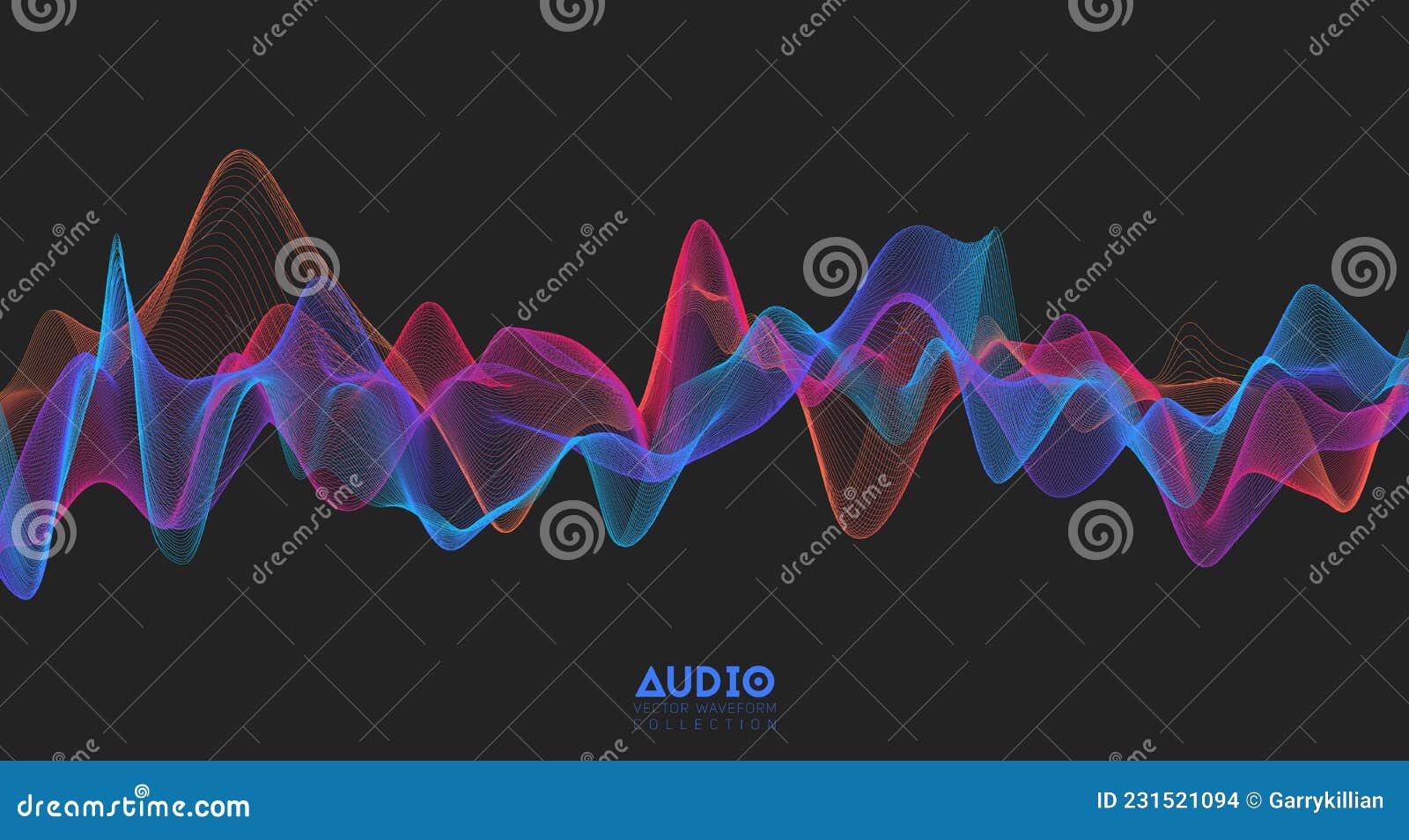 3d Audio Soundwave. Colorful Music Pulse Oscillation. Glowing Impulse ...