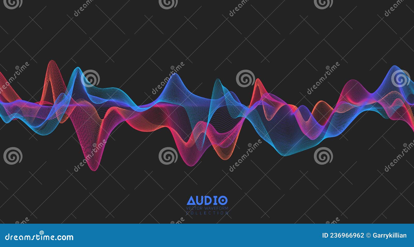 3d Audio Soundwave. Colorful Music Pulse Oscillation. Glowing Impulse ...