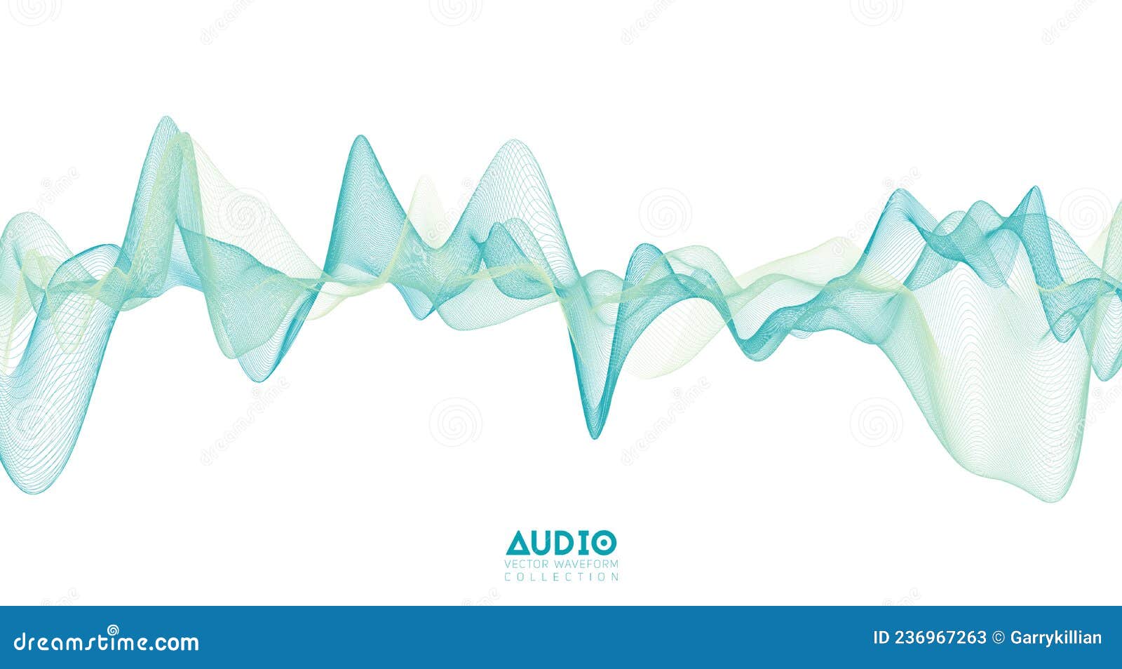 3d Audio Soundwave. Light Green Music Pulse Oscillation Stock Vector ...