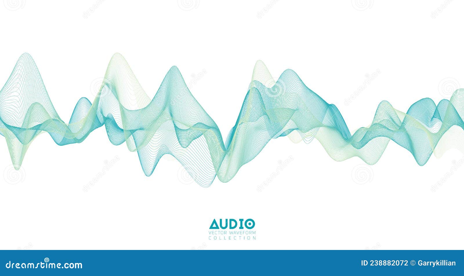 3d Audio Soundwave. Light Green Music Pulse Oscillation Stock Vector ...