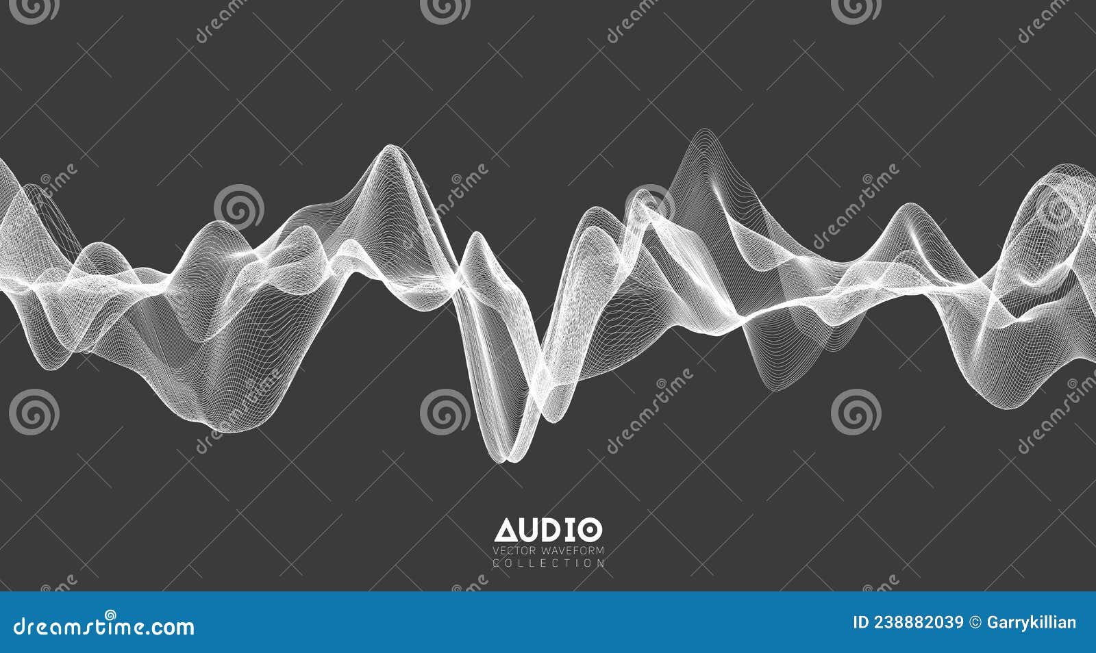 3d Audio Soundwave. Light Green Music Pulse Oscillation. Glowing ...
