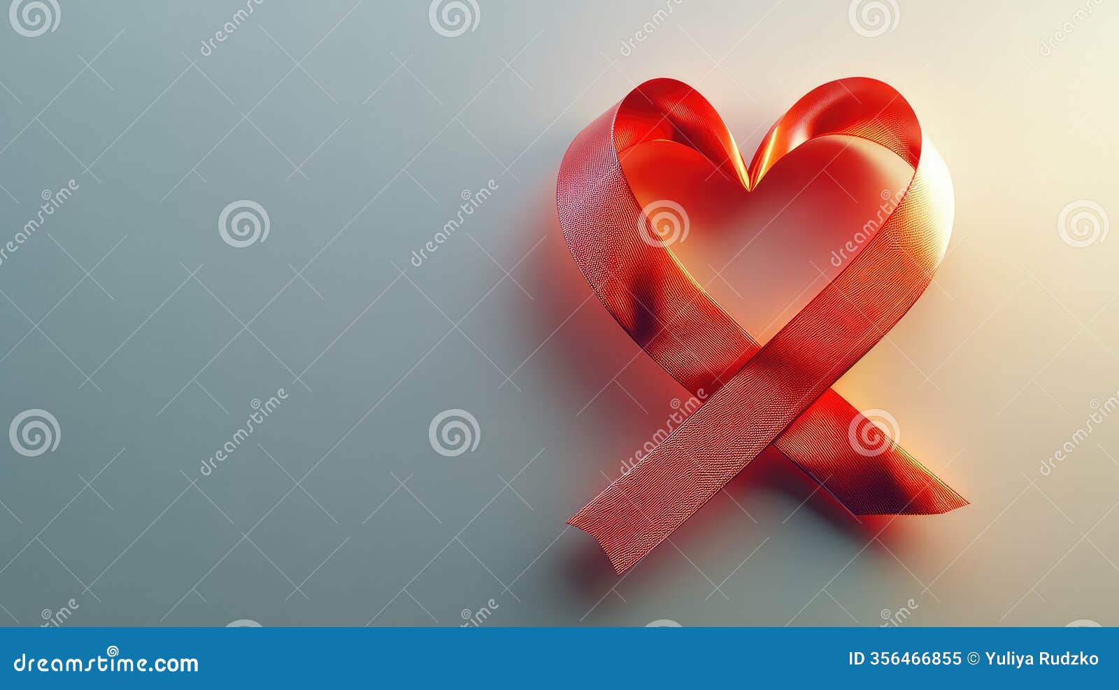 3D Awareness Ribbon with Heart Shape on White Background Stock ...