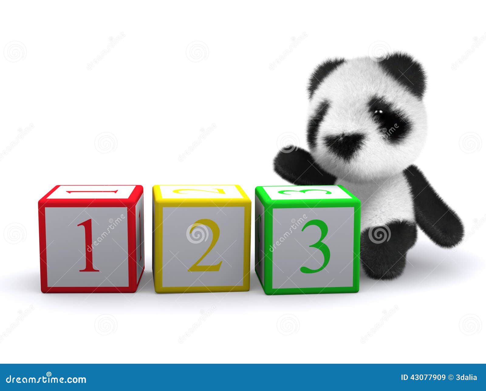 3d Baby Panda Bear with Counting Blocks Stock Illustration ...
