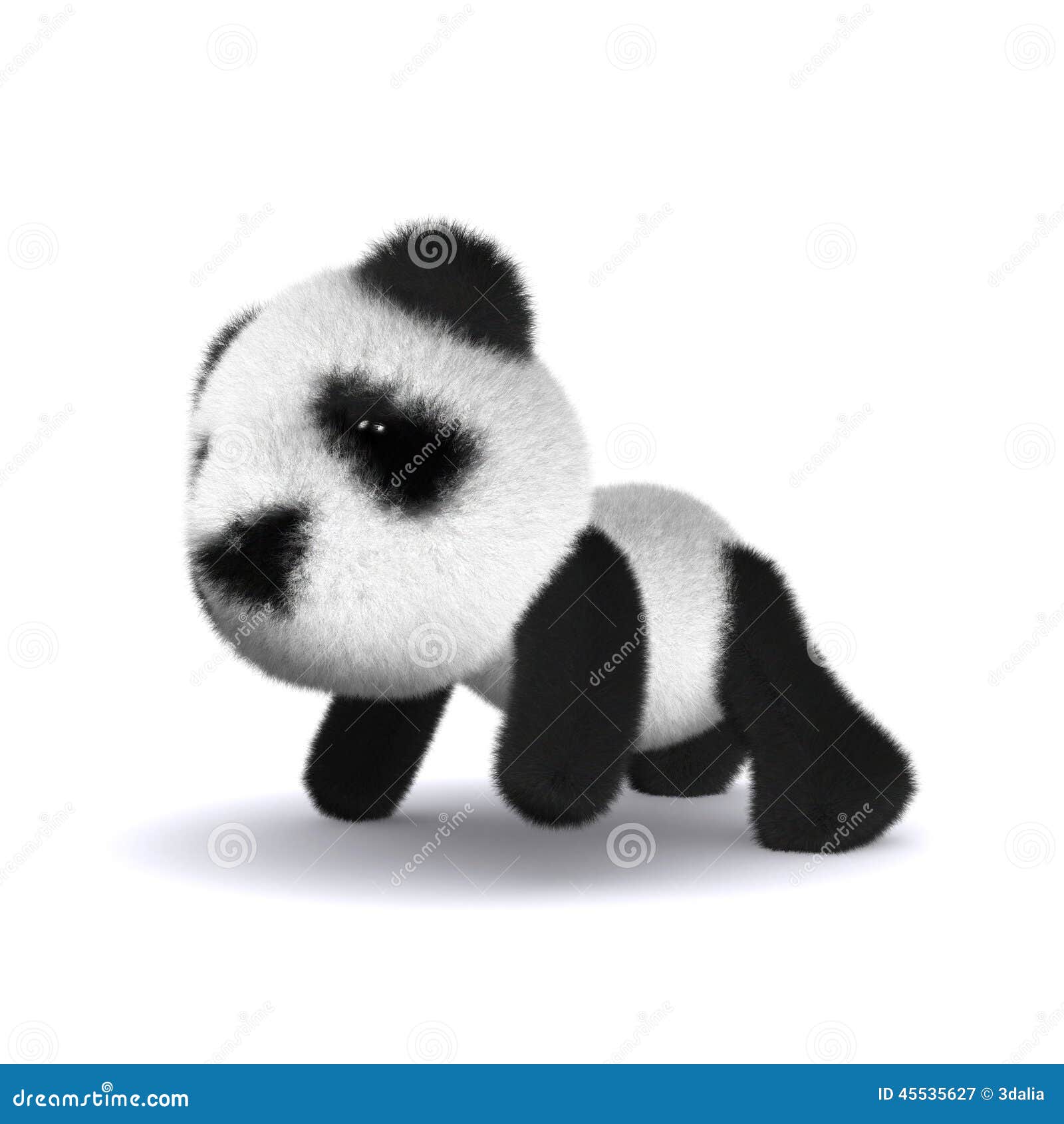 3d Baby Panda Bear Crawling on Floor Stock Illustration - Illustration ...