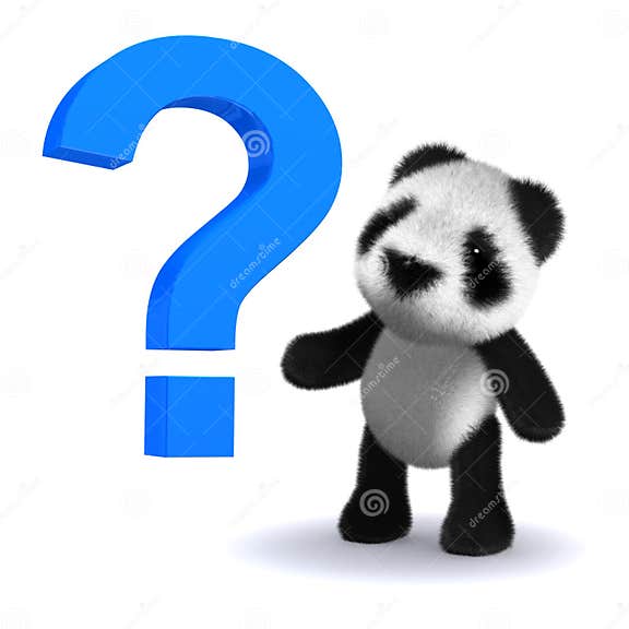 3d Baby Panda Bear with a Question Mark Stock Illustration ...