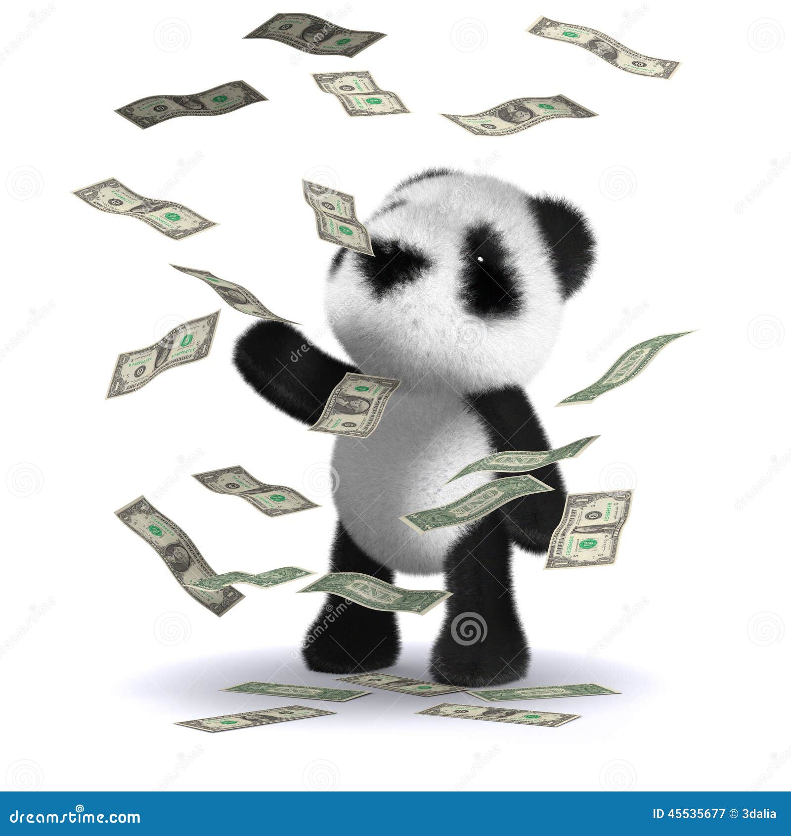 3d Baby Panda Bear Wins Loads of Money Stock Illustration ...