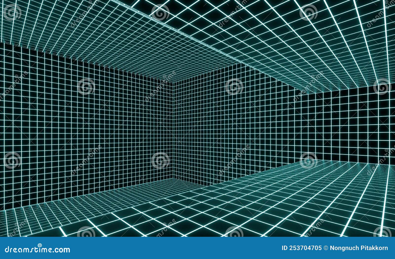 3d Background. Blue Grid and Tile Blank Space for Interior Design and ...
