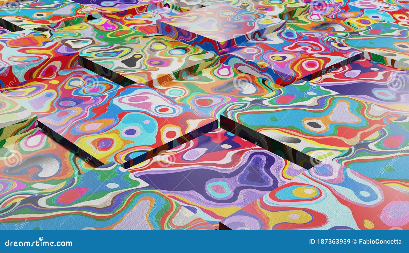 3d Background of Colored Cubes with Abstract Patterns of Colors Stock ...