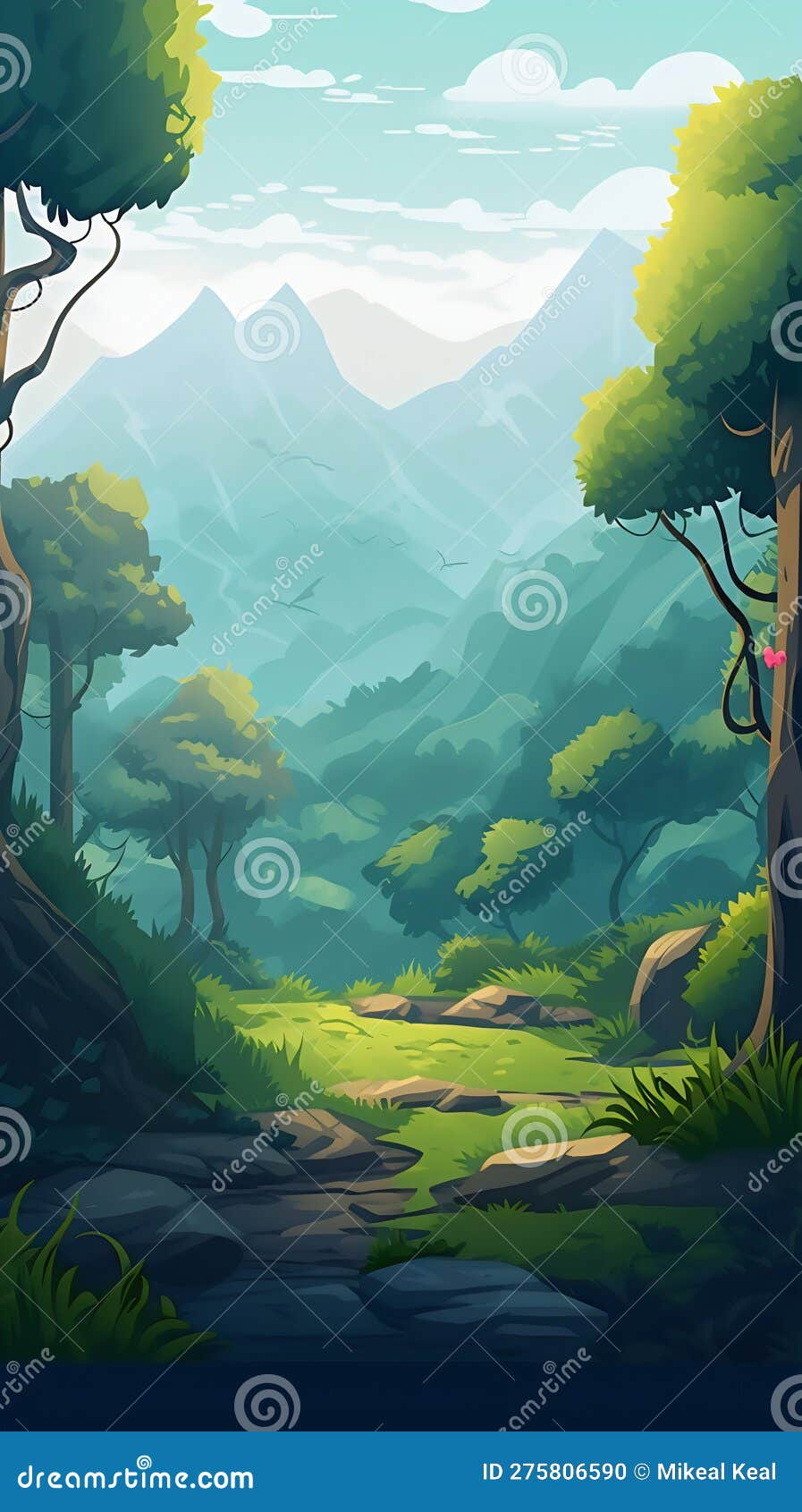 2D Background Environment for a Mobile Game. a High Quality Vertical ...