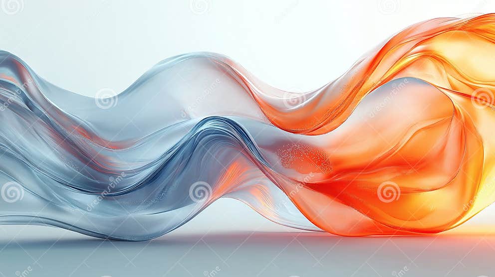Dynamic 3D Background of Translucent Gray and Orange Wave-like Forms ...