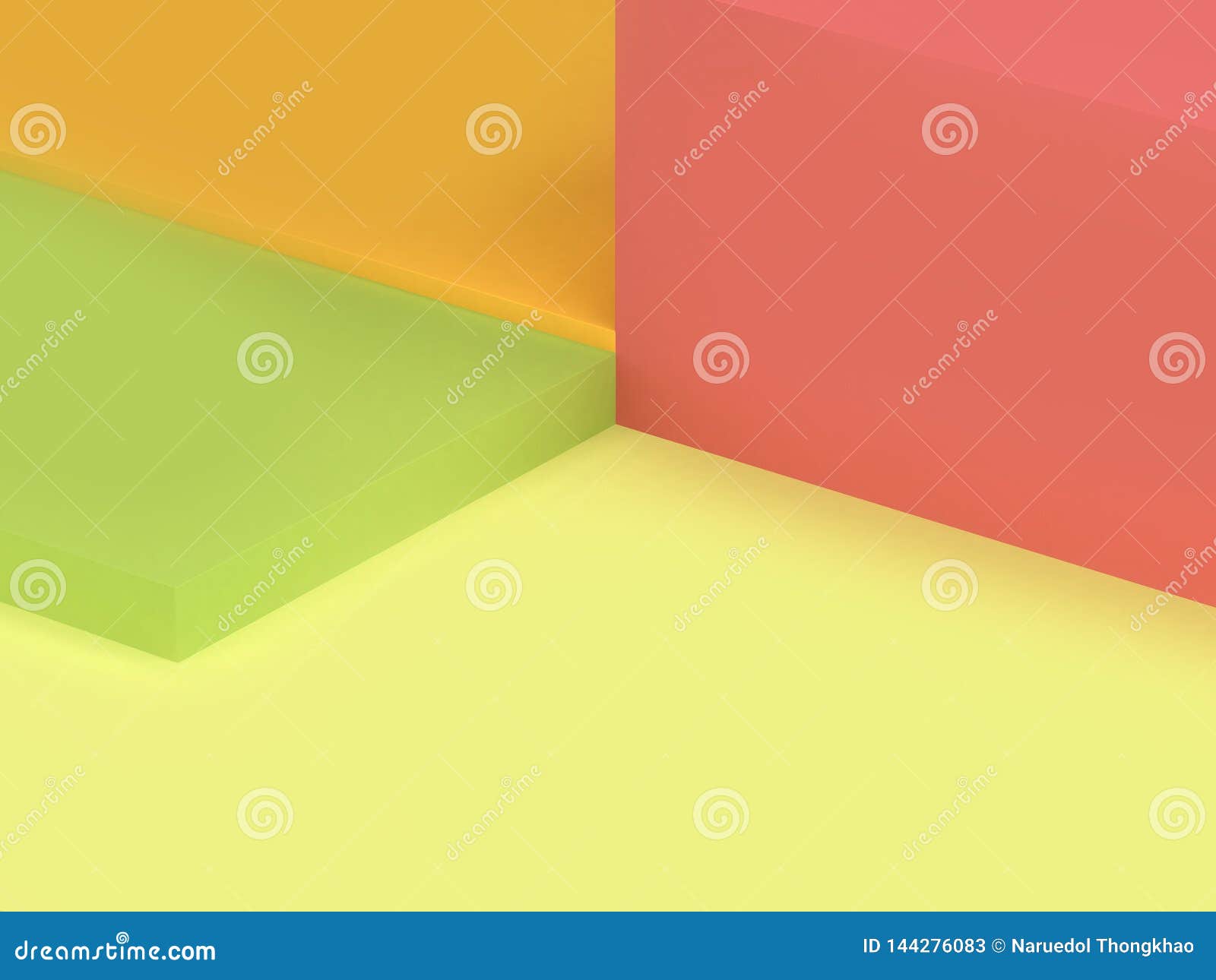 3d Background Green Wall-floor Square Minimal Corner 3d Render Stock ...