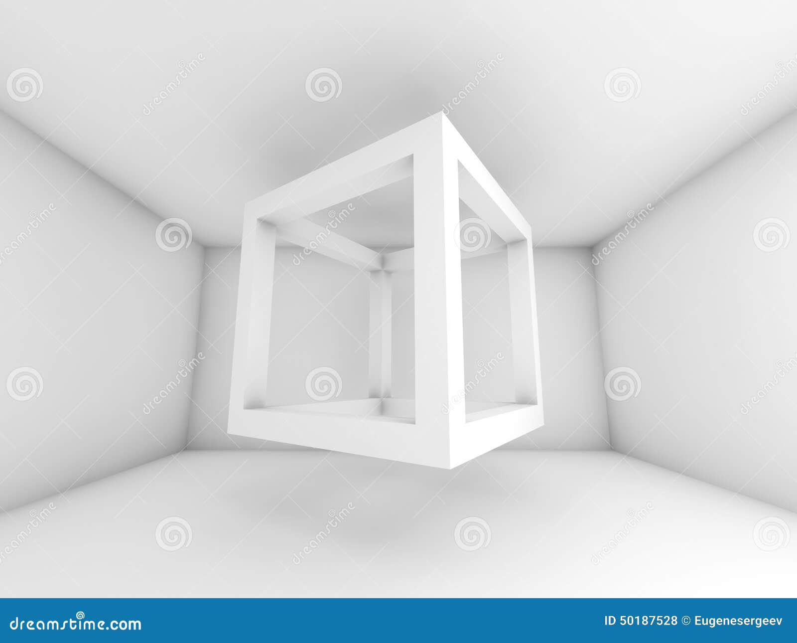3d Background Illustration with Flying Empty Beam Cube Stock ...