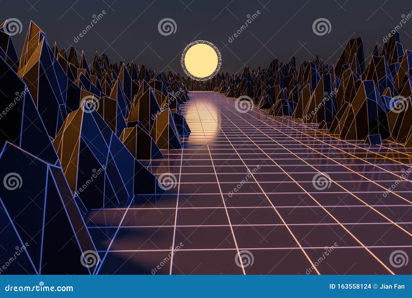 Synthwave Retrowave Triangle With Blue And Pink Glowing On Dark ...