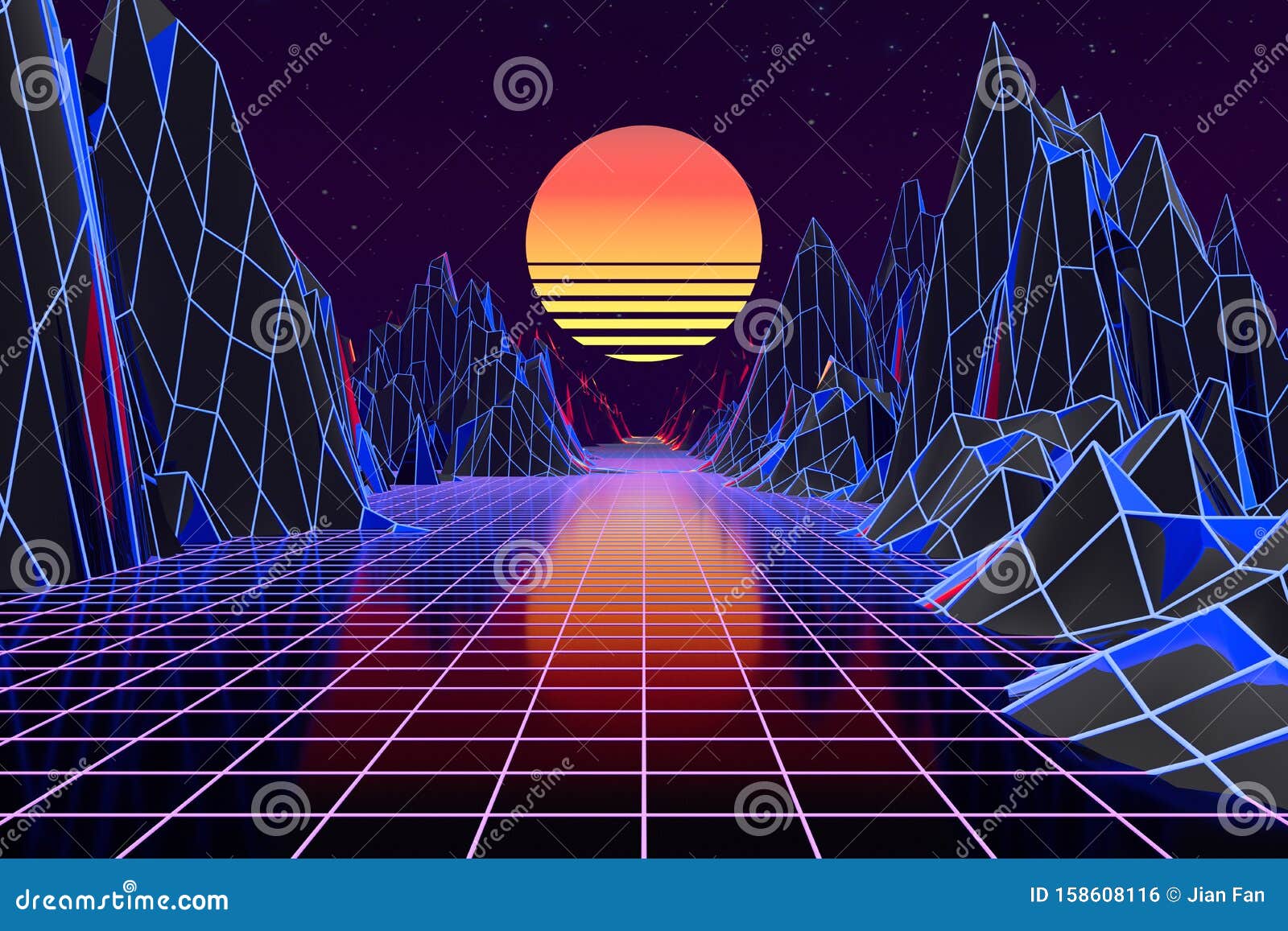 3d Background Illustration Inspired by 80 S Scene Synthwave and ...