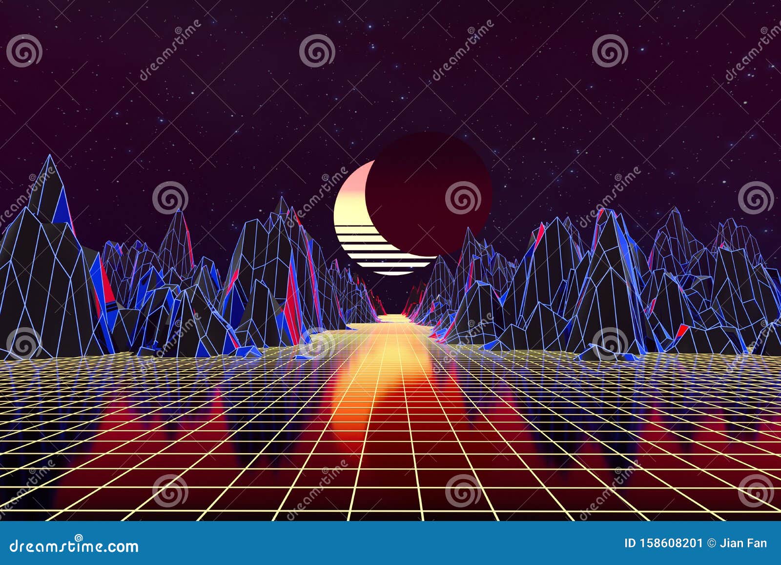3d Background Illustration Inspired by 80 S Scene Synthwave and ...