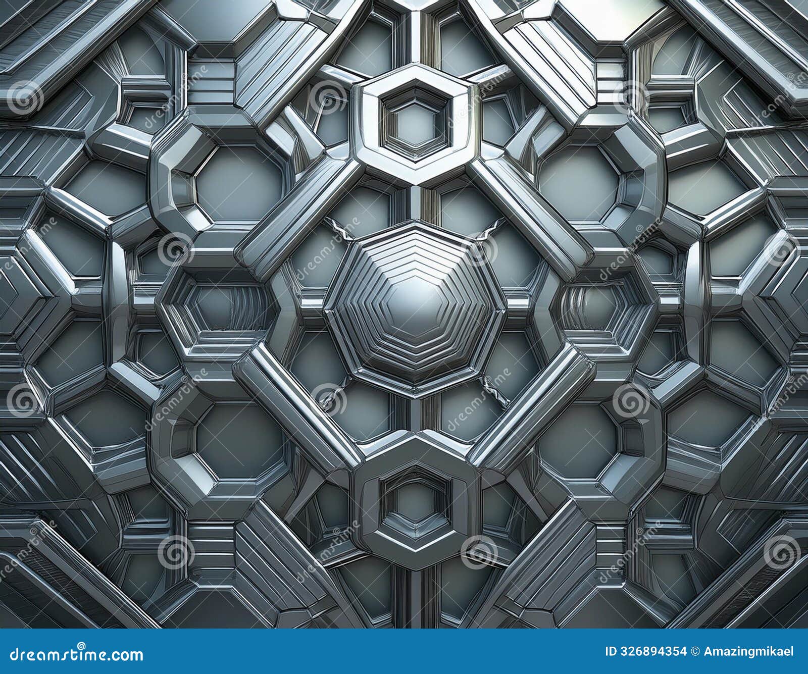 3D Background with Interconnected Hexagonal Patterns and Metallic ...