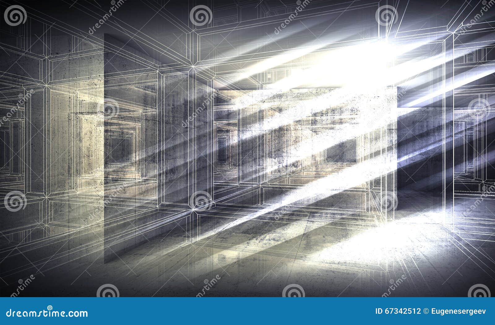 3 D Background, Perspective Wire-frame View Stock Illustration ...