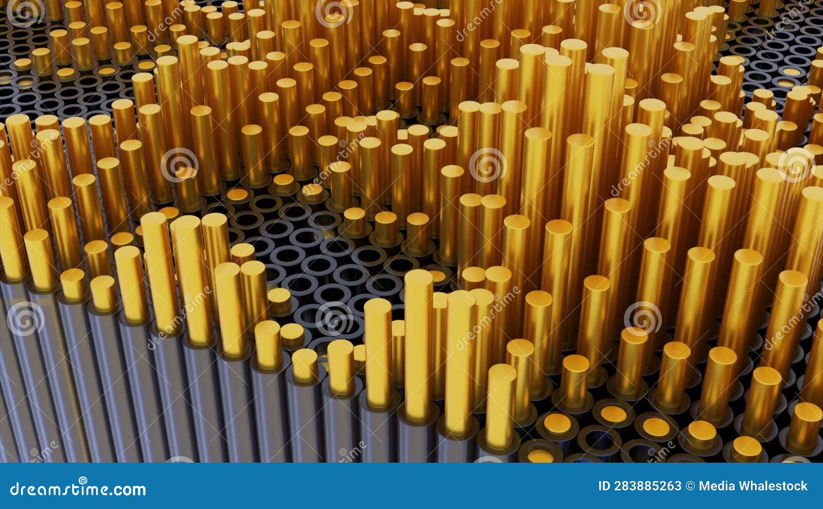 3D Background with Retractable Metal Columns. Design. Round 3d Columns ...