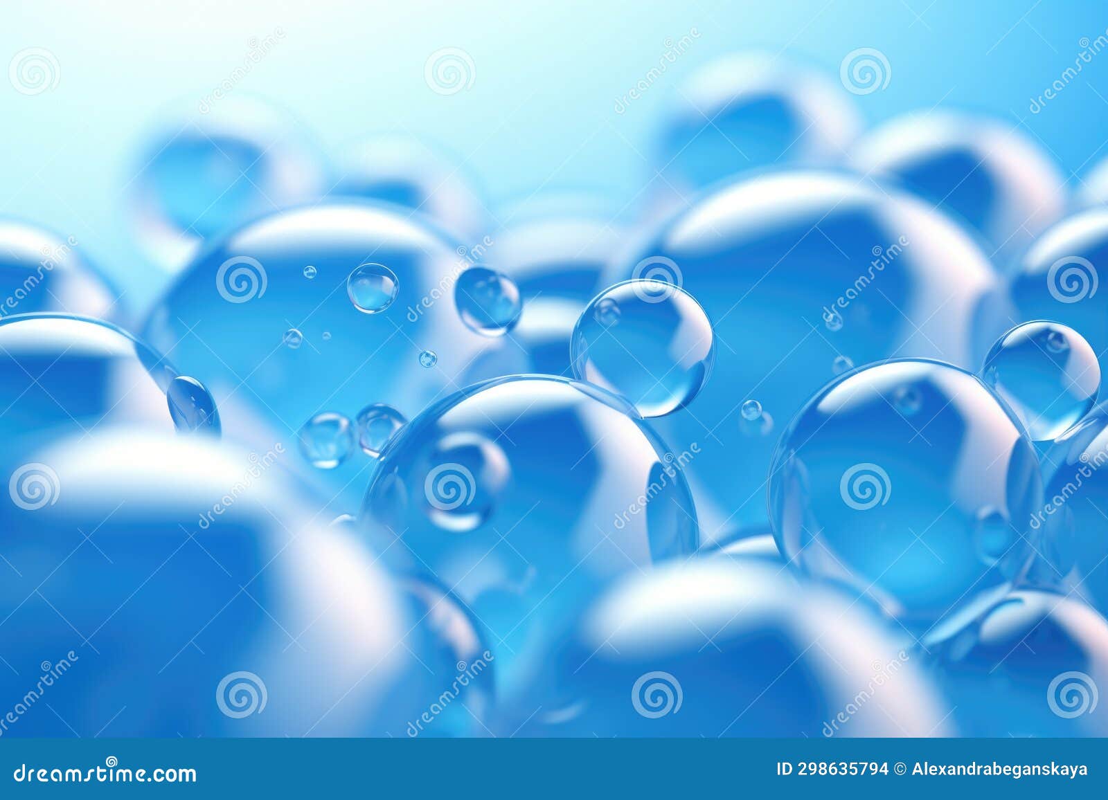 3D Background of Smooth Blue Bubbles Stock Illustration - Illustration ...
