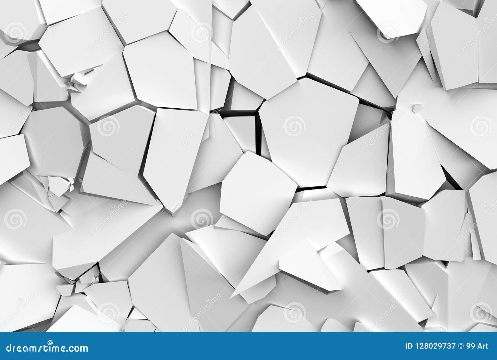 3d Background of White Floor Damage and Cracked. Stock Illustration ...