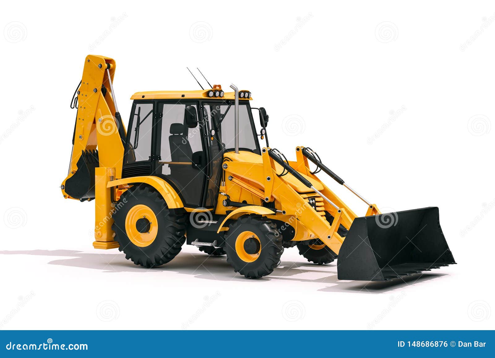 3d backhoe loader stock illustration. Illustration of mechanical ...