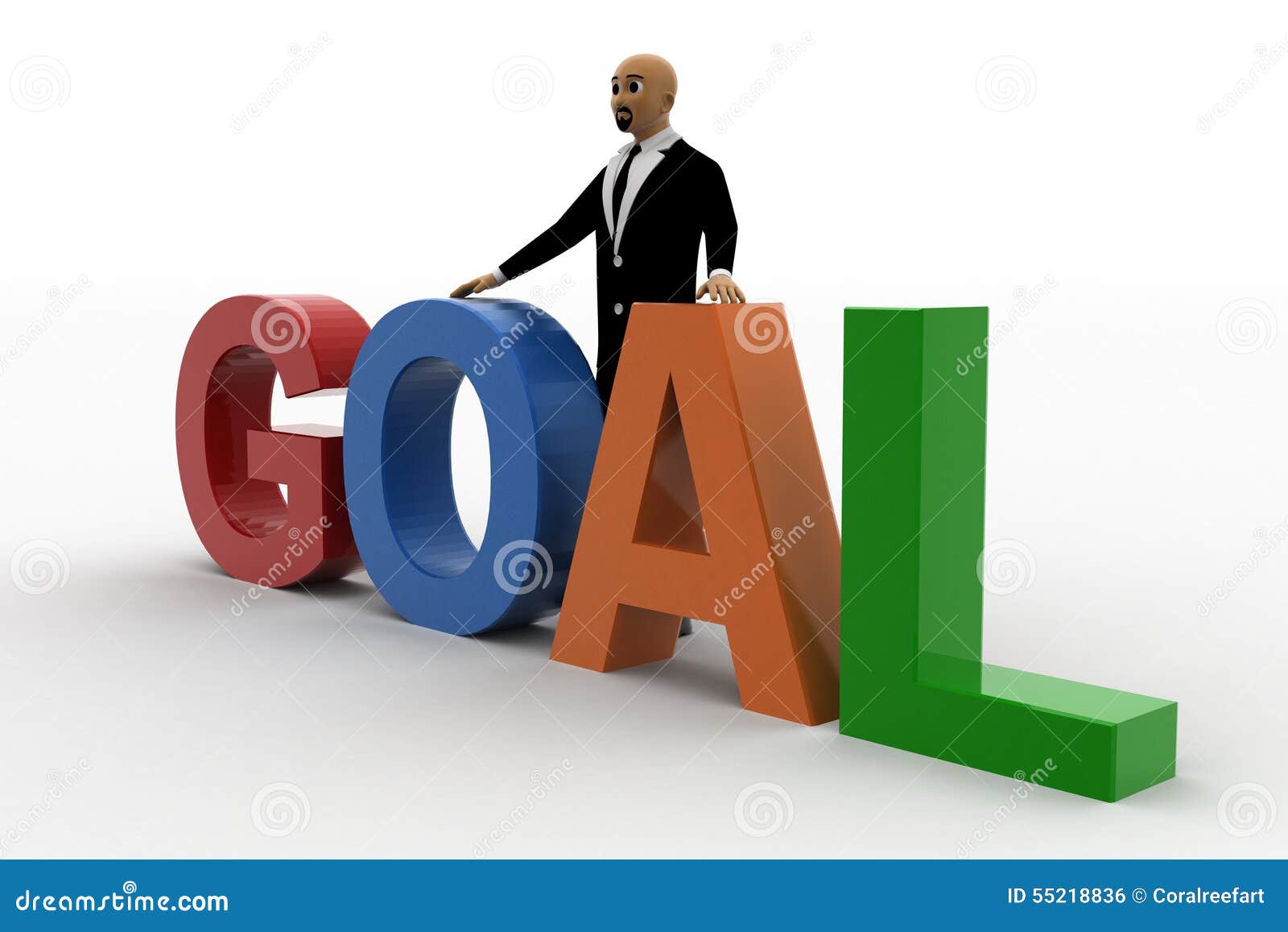 3d bald head man with goal stock illustration. Illustration of idea ...