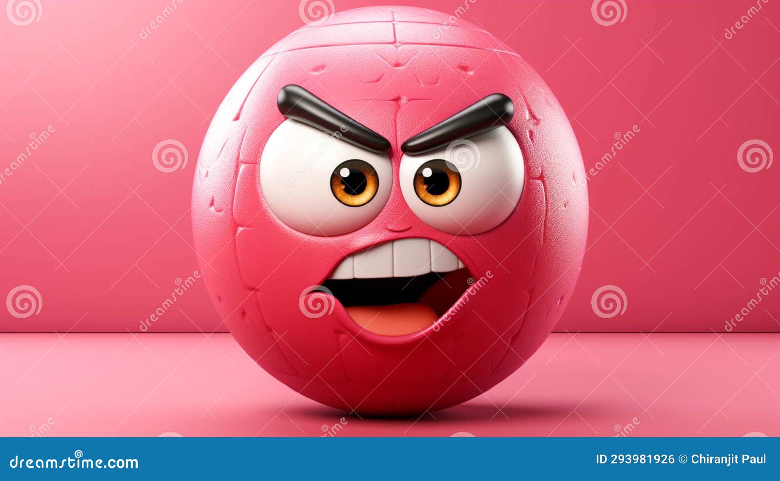 3D Ball Emoji Character in Angry Emotion Action Stock Illustration ...