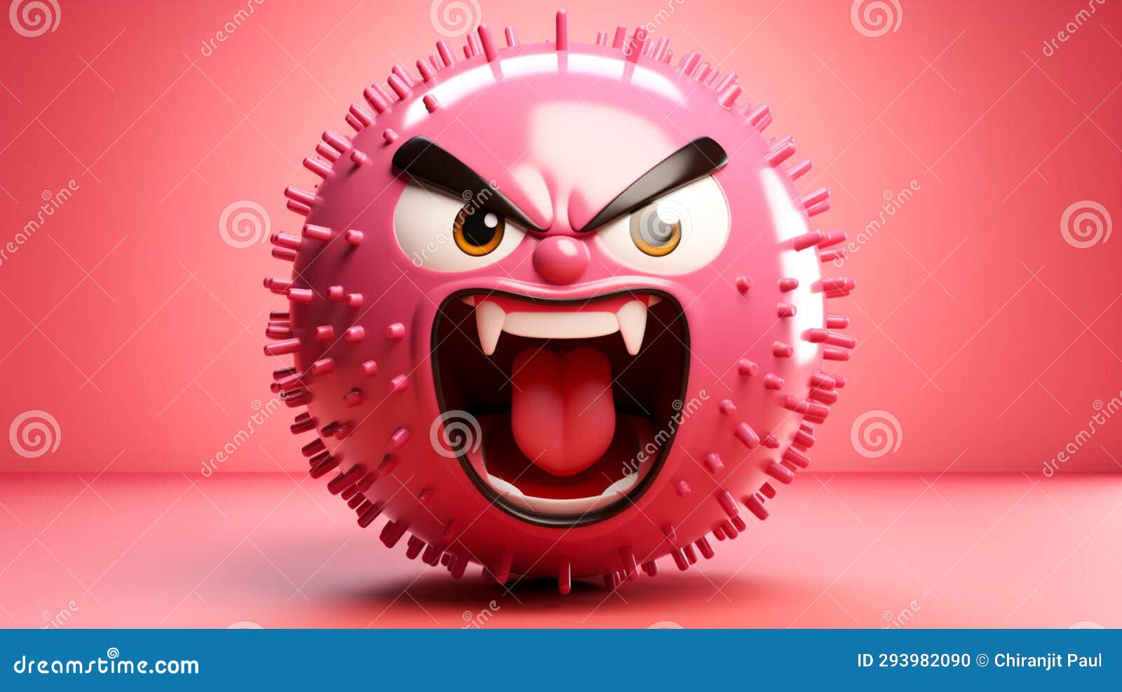 3D Ball Emoji Character in Angry Emotion Action Stock Illustration ...