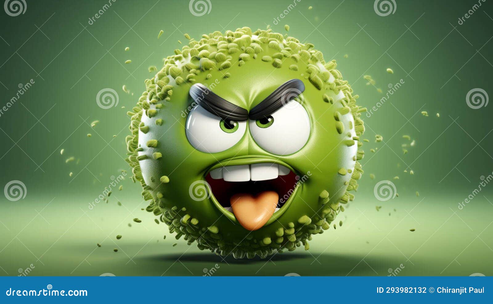 3D Ball Emoji Character in Angry Emotion Action Stock Illustration ...