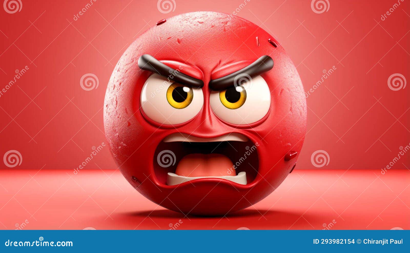 3D Ball Emoji Character in Angry Emotion Action Stock Illustration ...