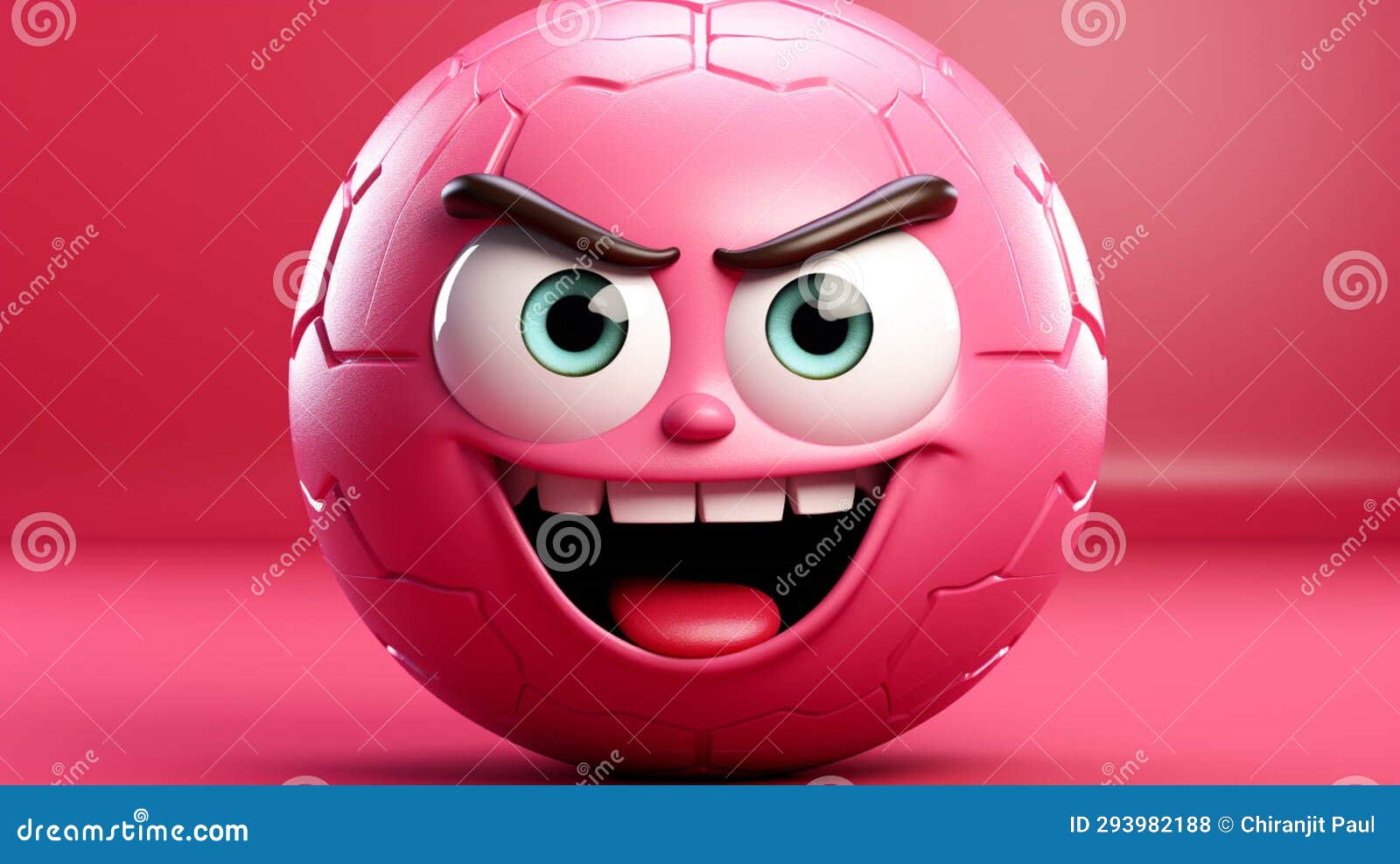 3D Ball Emoji Character in Angry Emotion Action Stock Illustration ...