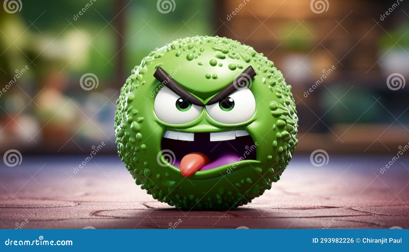 3D Ball Emoji Character in Angry Emotion Action Stock Illustration ...