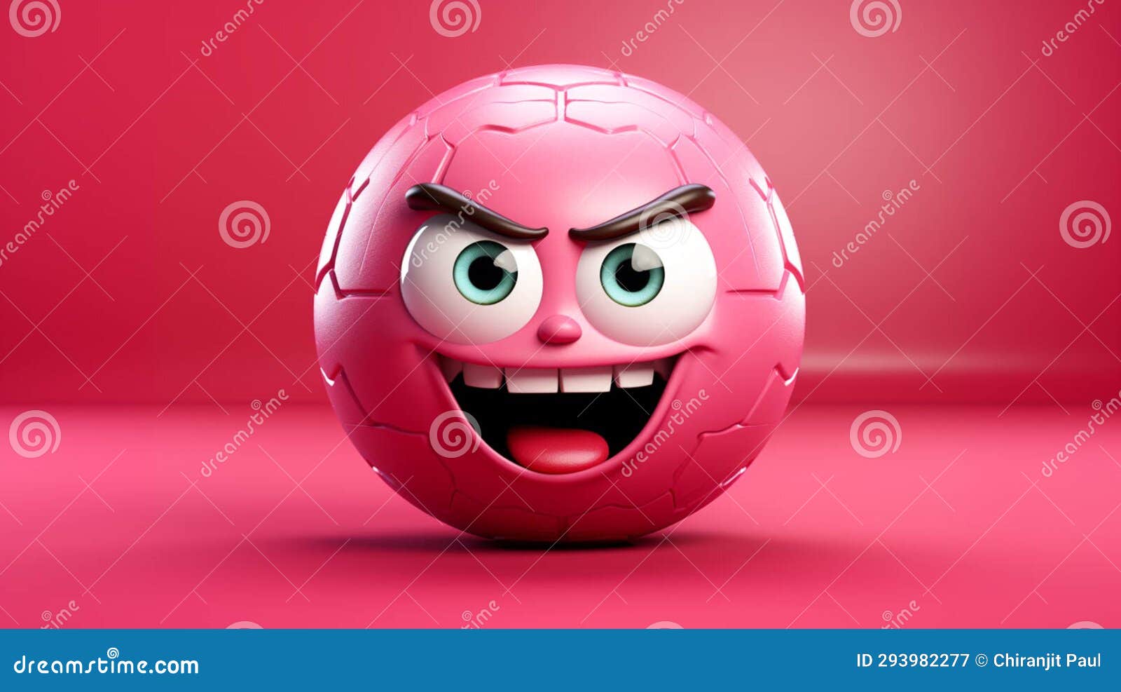 3D Ball Emoji Character in Angry Emotion Action Stock Illustration ...