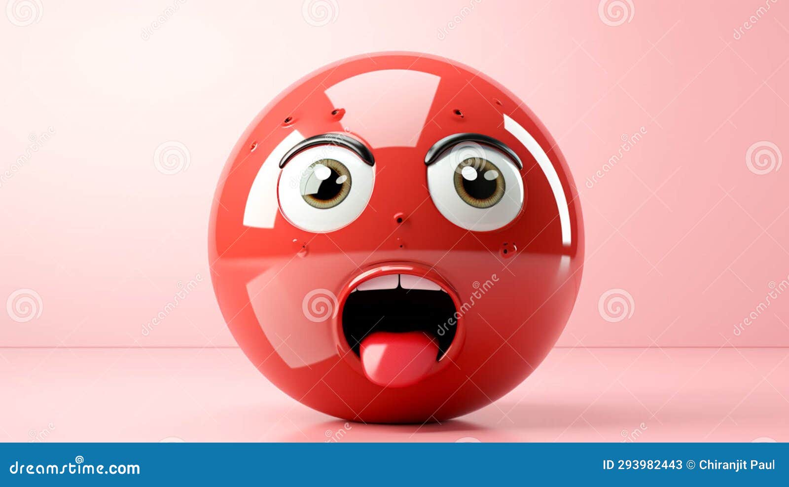 3D Ball Emoji Character in Crying Emotion Action Stock Illustration ...