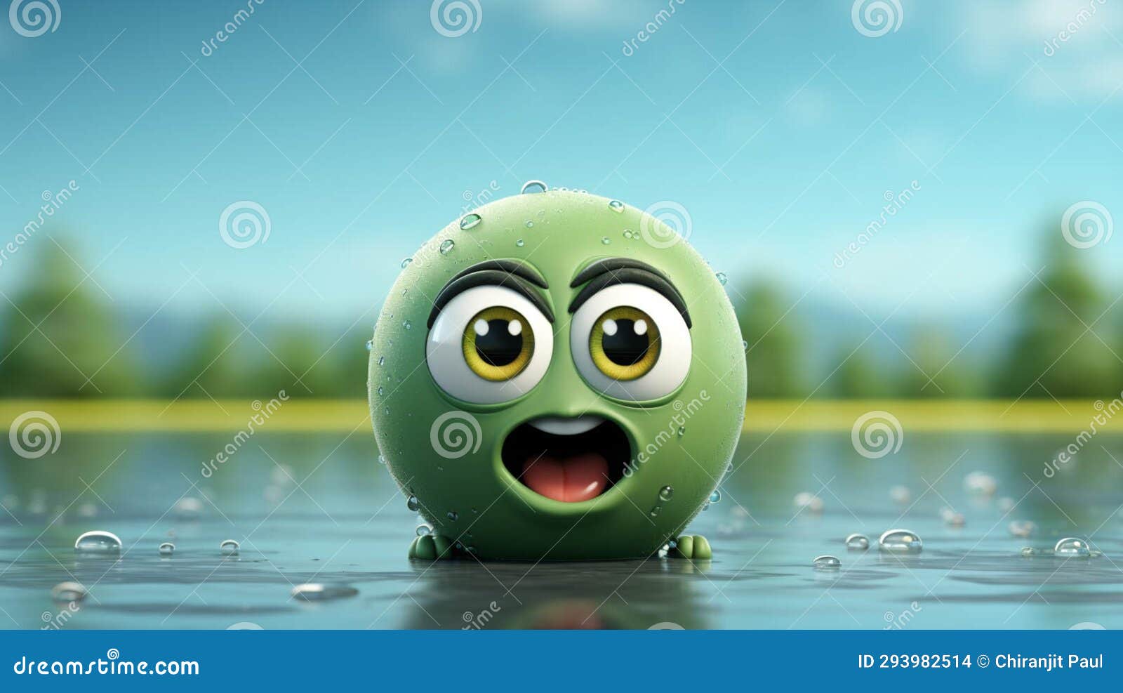 3D Ball Emoji Character in Crying Emotion Action Stock Illustration ...