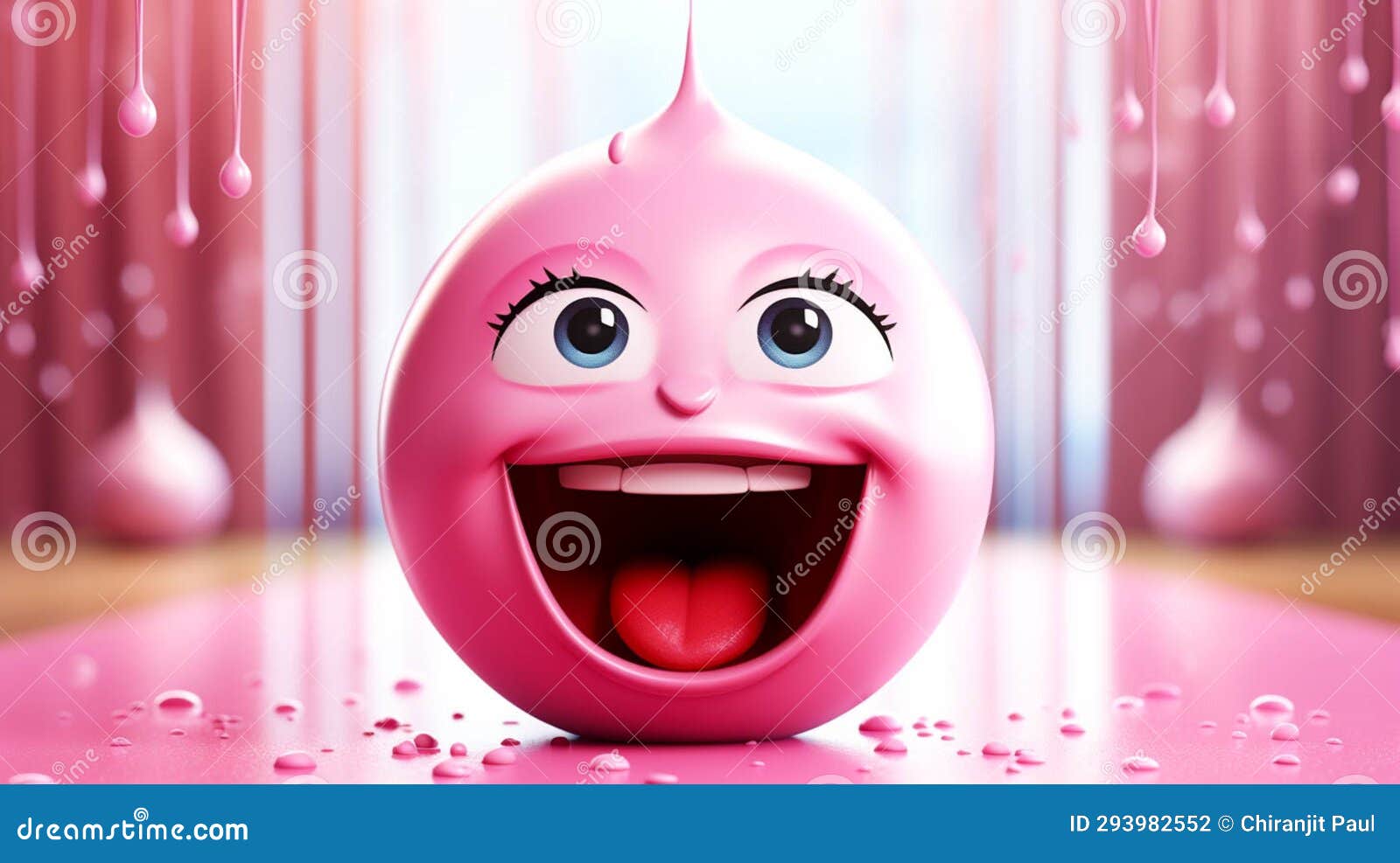 3D Ball Emoji Character in Crying Emotion Action Stock Illustration ...