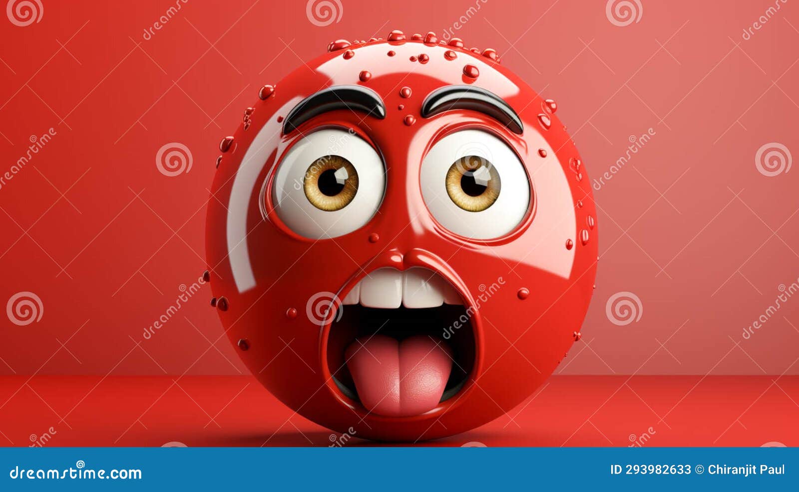 3D Ball Emoji Character in Crying Emotion Action Stock Illustration ...